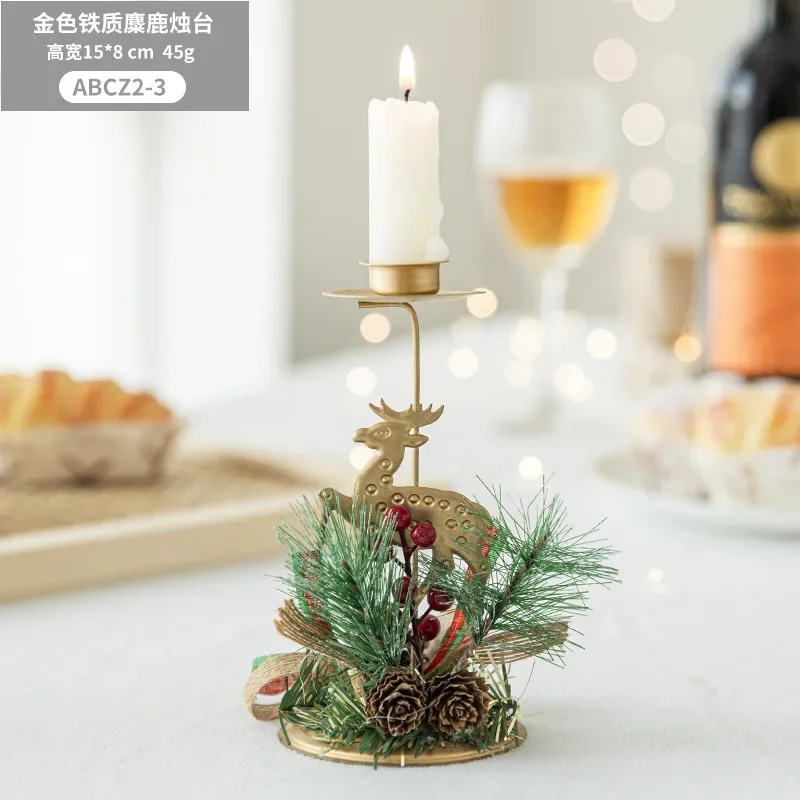 Candelabro de hierro forjado dorado para Navidad, copo de nieve, alce ...
