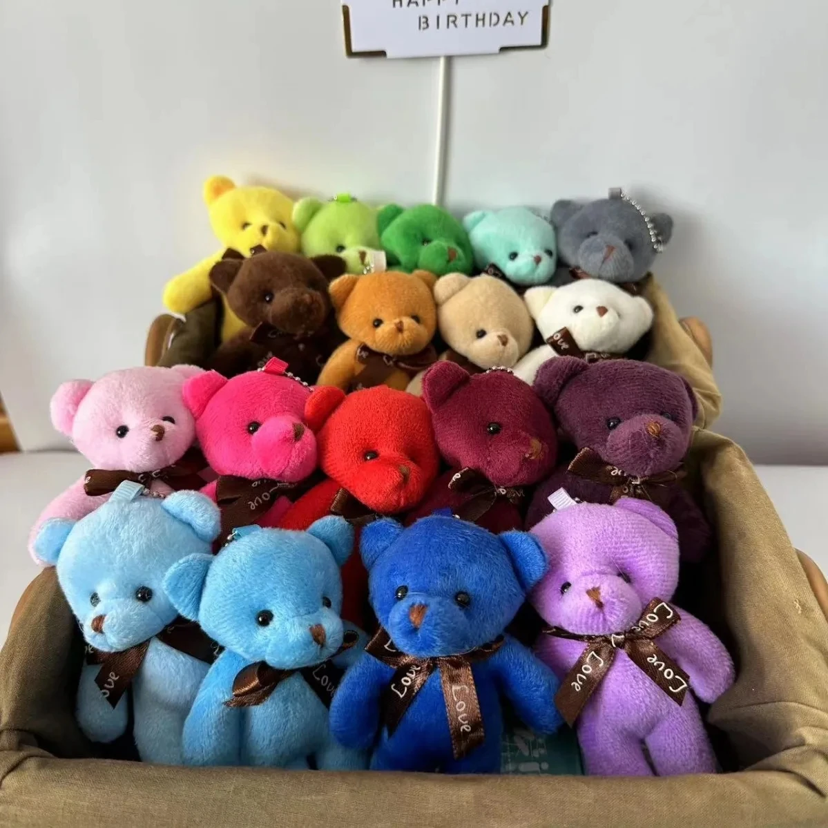 30pcs New 21Color Mini Bear Plush Doll Keychain 12cm Cute Colorful Bear ...
