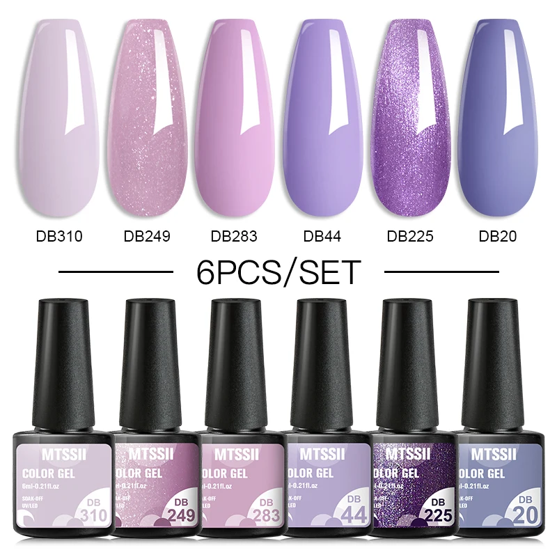 6Pcs-Set-Glitter-Purple-Series-Gel-Nail-Polish-Spring-Pink-Blue-Green ...