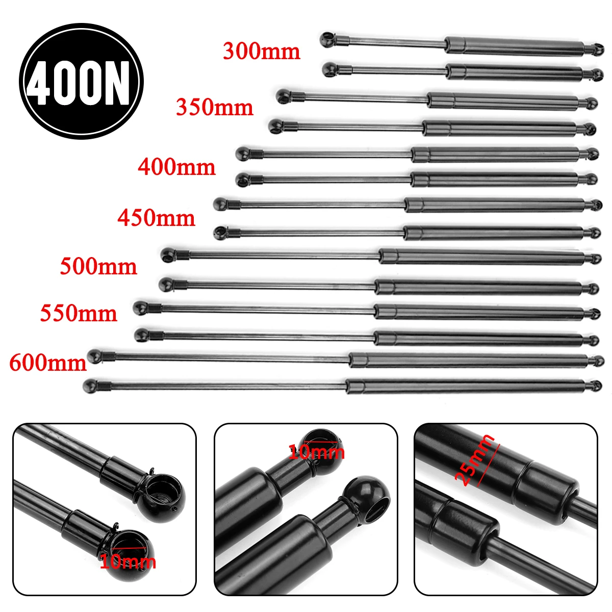 2Pcs-400N-Gas-Struts-300-350-400-450-500-600mm-Bars-Gas-Springs-Lift ...