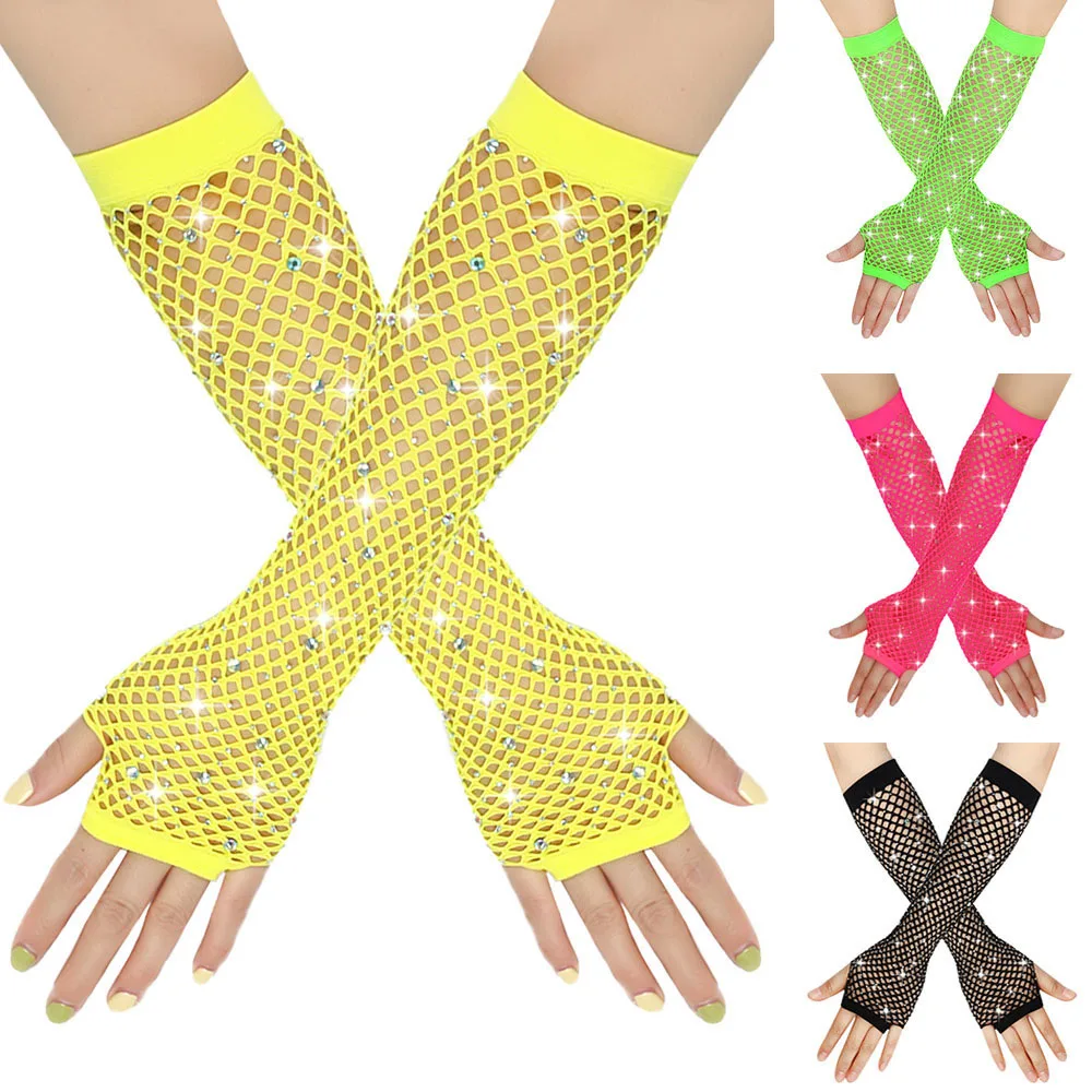Women-Long-Fishnet-Net-Gloves-Colorful-Net-Mesh-Arm-Sleeve-Fingerless ...