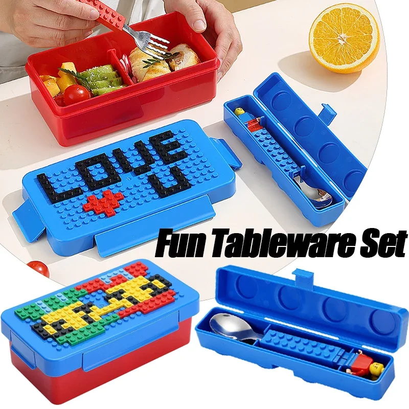 304-Stainless-Kids-Funny-Fork-Spoon-Set-Children-Building-Block-Toys ...