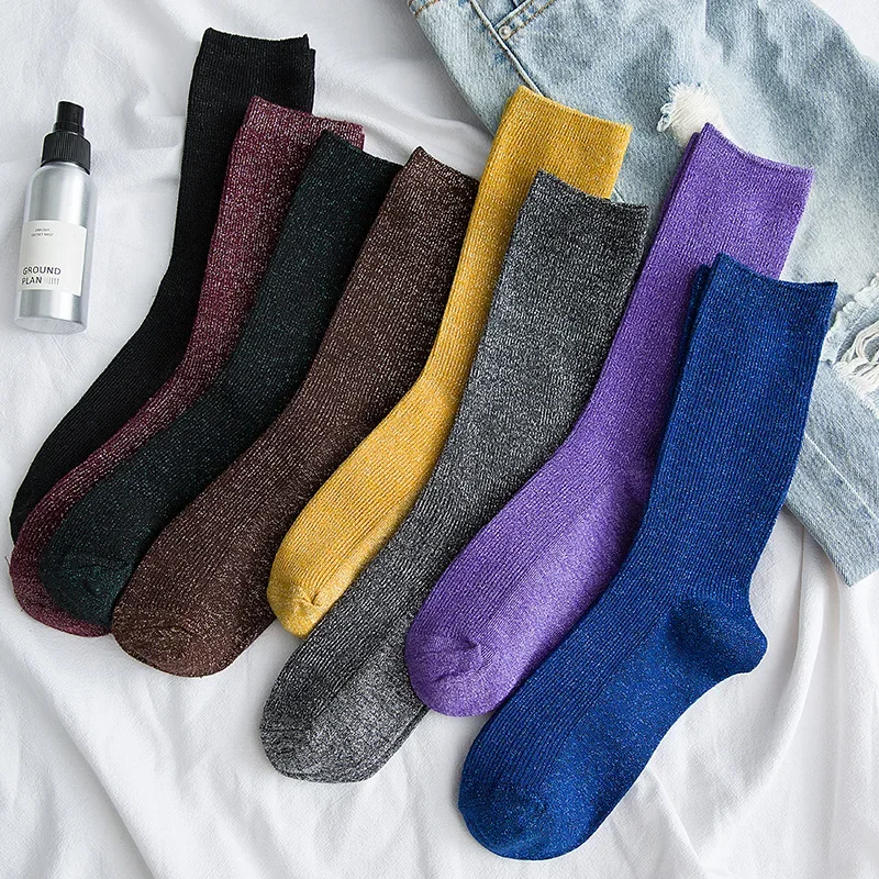 Fashion Glitter Shiny SockS Women's Socks Bright Sparkling Sweet Cute ...