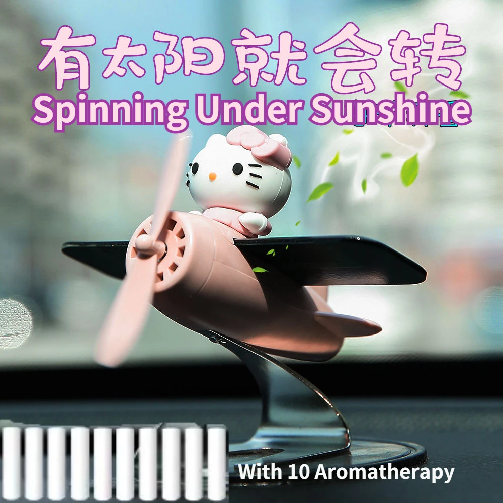 Hello-Kitty-Car-Air-Freshener-Pilot-Solar-Power-Diffuser-Cool-Air-Plane ...