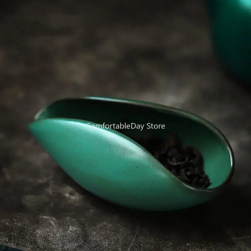 Chinese-Tea-Spoon-Pottery-Cha-Ze-Bamboo-Tea-Set-Accessories-Lotus-Leaf ...
