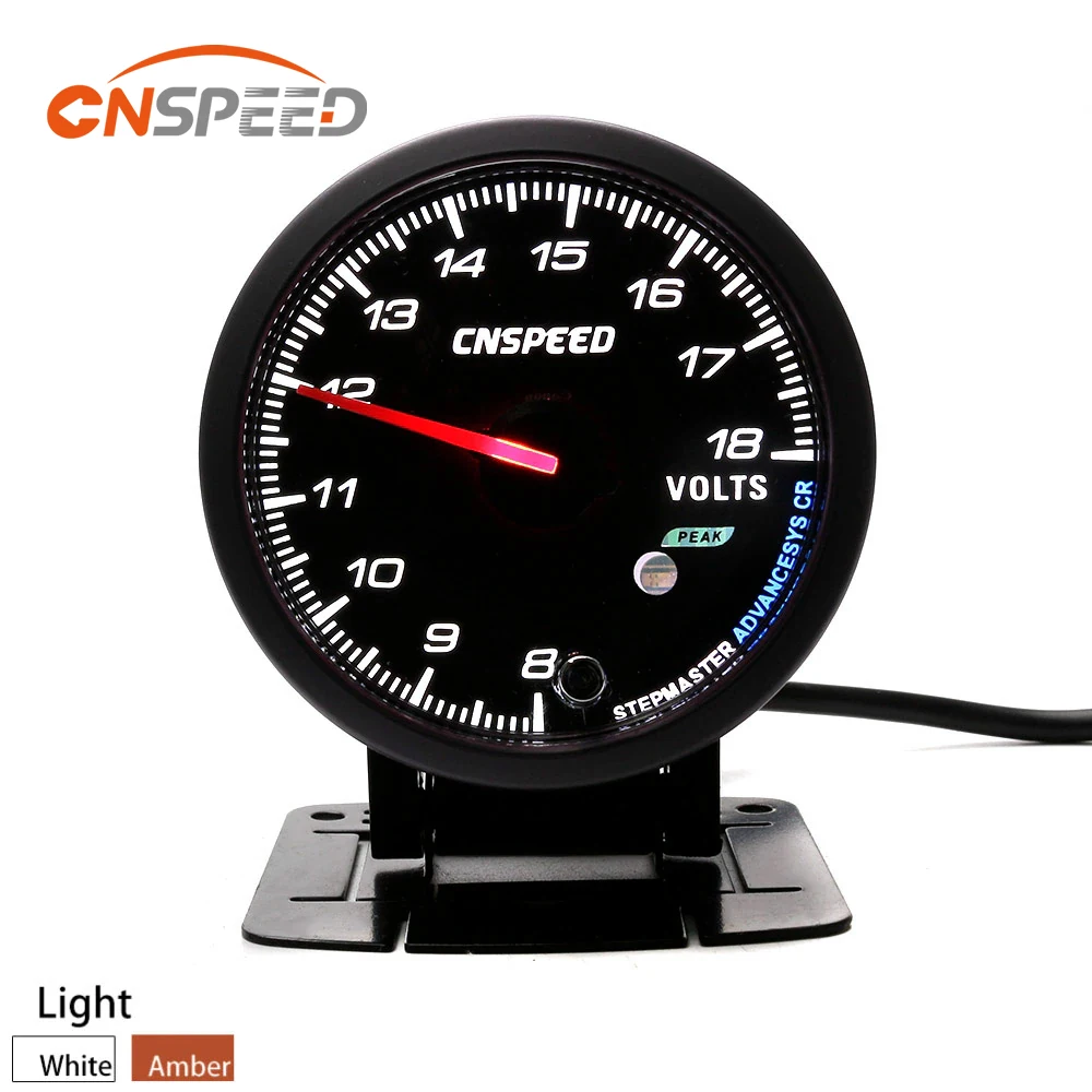 CNSPEED-60MM-Auto-Voltage-gauge-Black-Face-Voltmeter-with-Amber-White ...