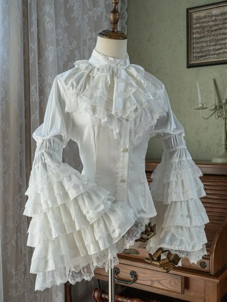 Y2k-Blusa estética de encaje con volantes para mujer, camisa de manga ...