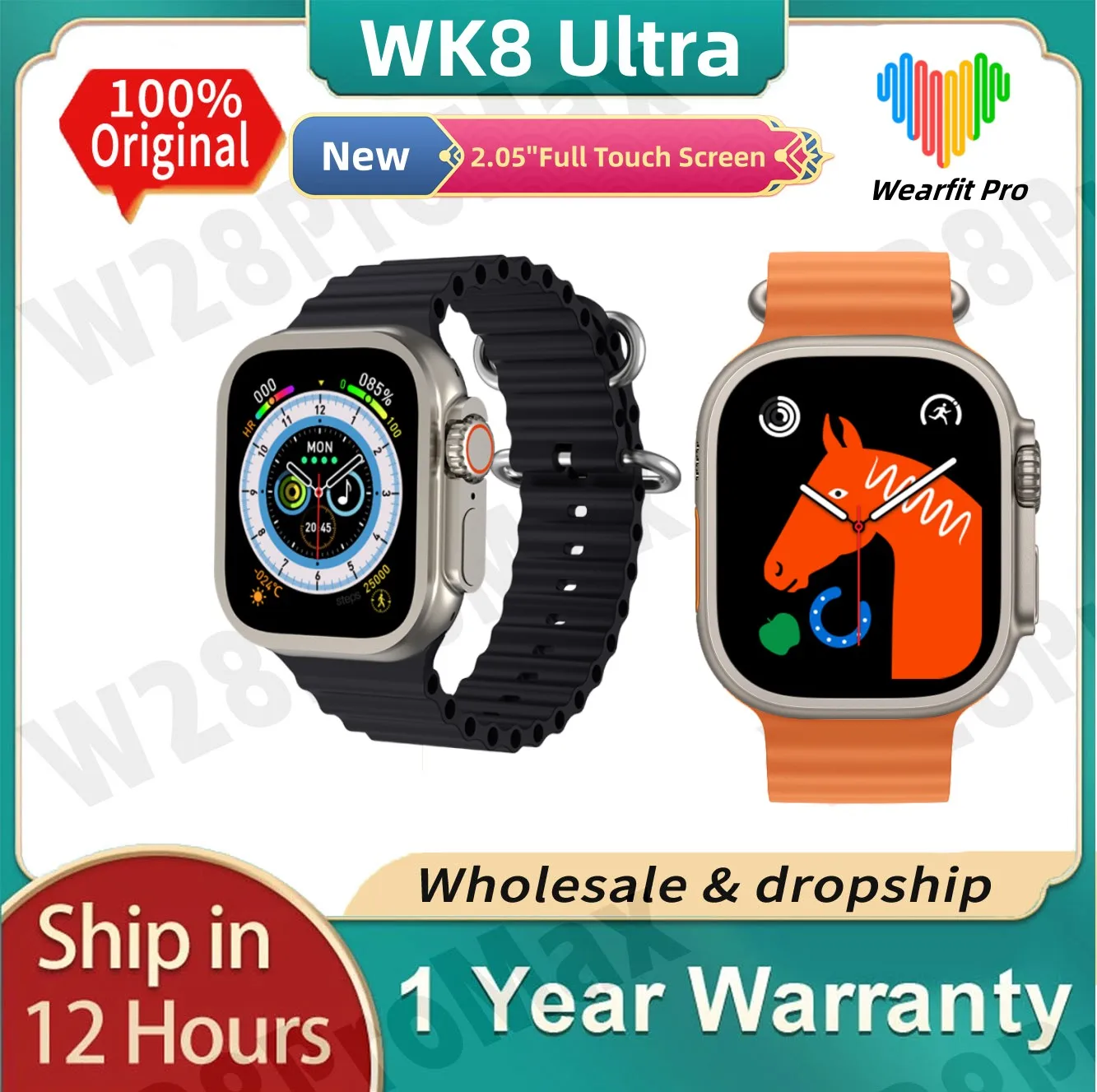 Original WK8 Ultra Series 8 Relógio Inteligente NFC 49MM Temperatura ...