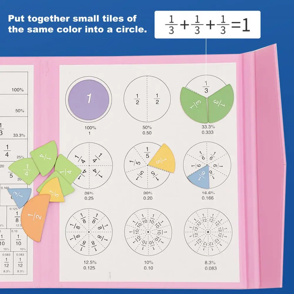 Fraction-Learning-Games-Educational-Magnetic-Fraction-Book-with-Tiles ...