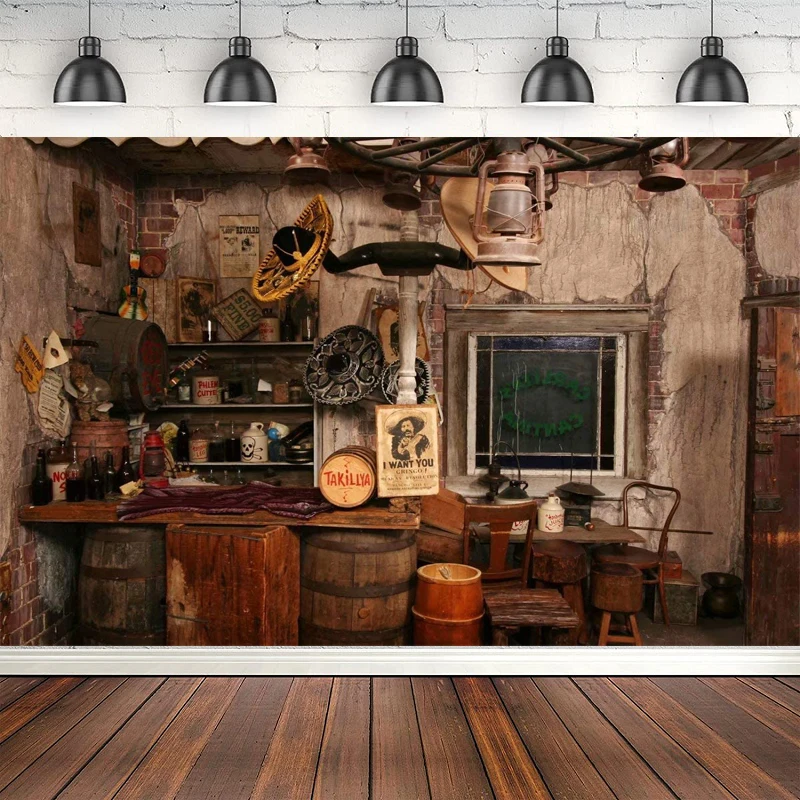 Cowboy Theme Wild West Saloon Photography Backdrop Old Western House ...