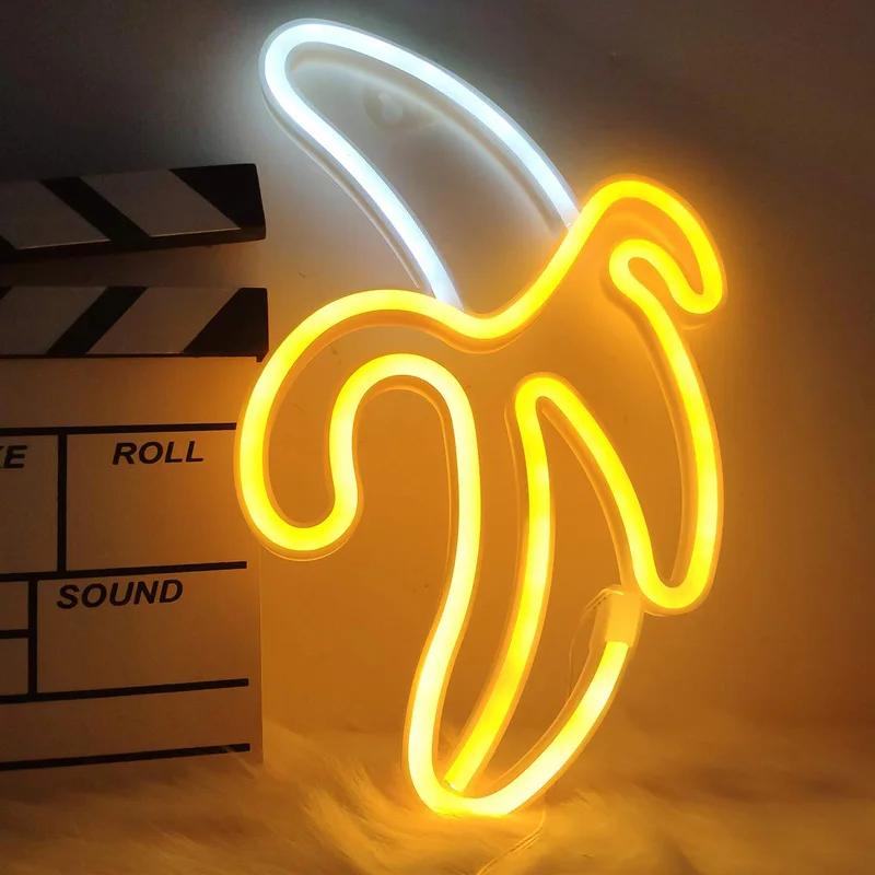 Banane 1 jaune - Lampe LED fluo en forme de banane, luminaire décoratif ...