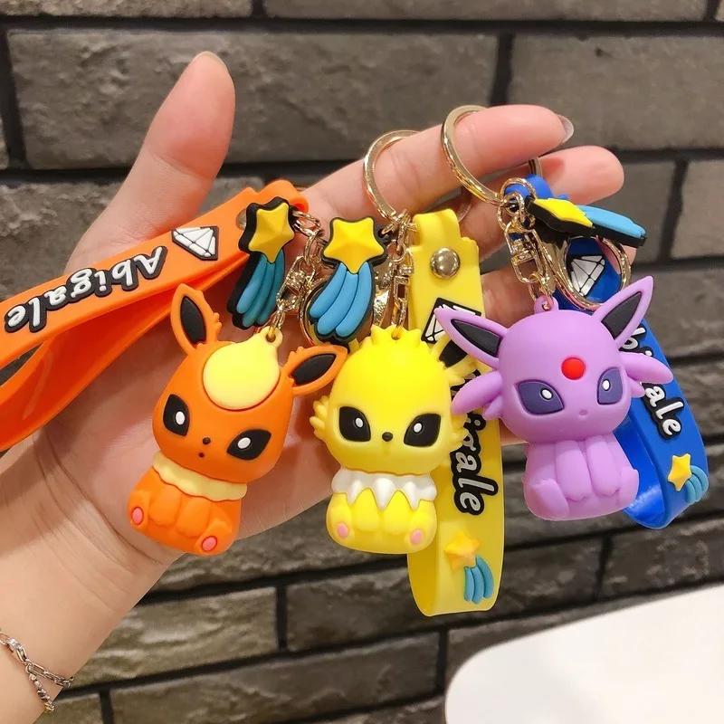 Pokemon-Anime-Figure-Keychain-Cartoon-Pikachu-Eevee-Action-Doll-Jolteon ...