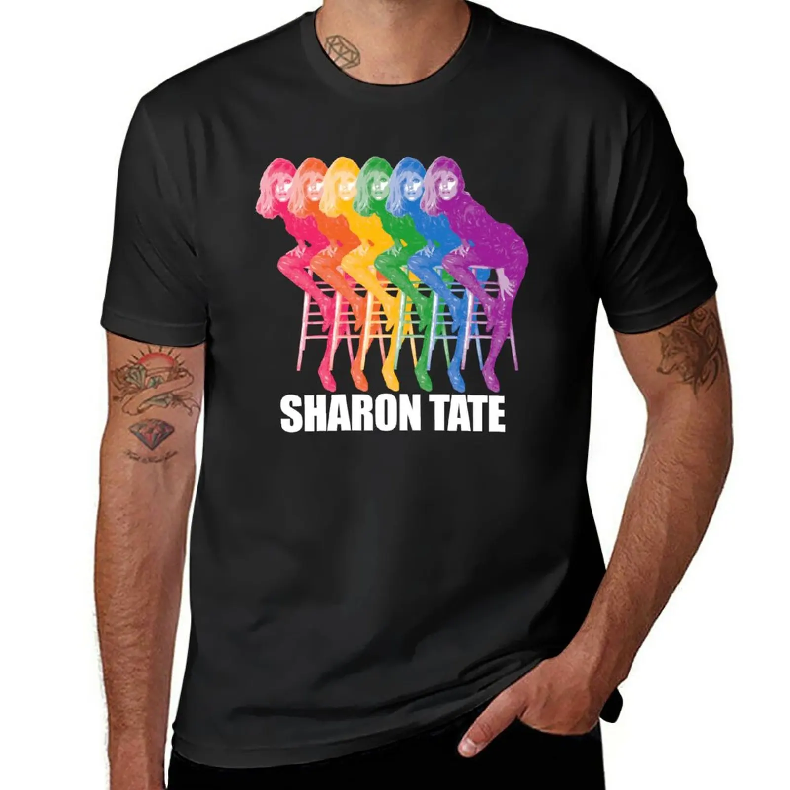 New-Sharon-Tate-Paisley-Repeat-Rainbow-White-T-Shirt-oversized-t-shirts ...