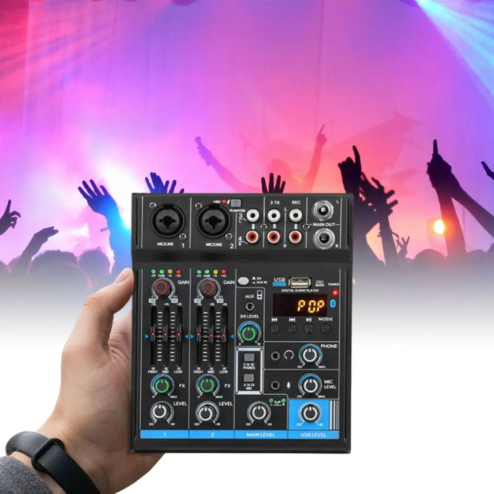 Profissional 4 Way Studio Interface de Áudio, Mini Mixer, Digital ...