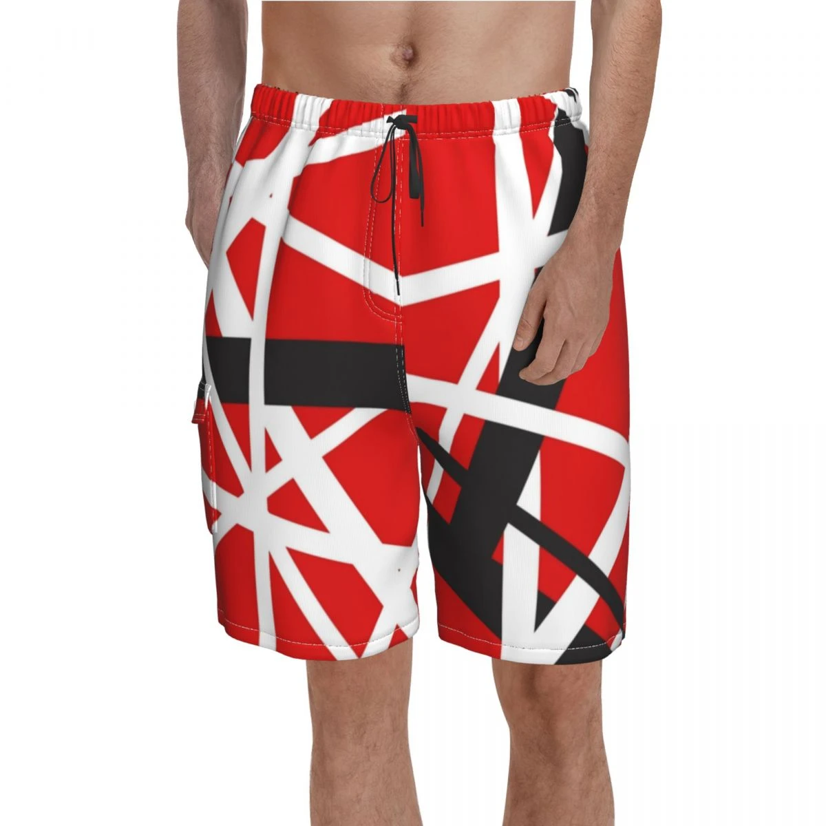 Van Halen Board Shorts EVH 5150 STRIPES Pattern Beach Shorts Males ...