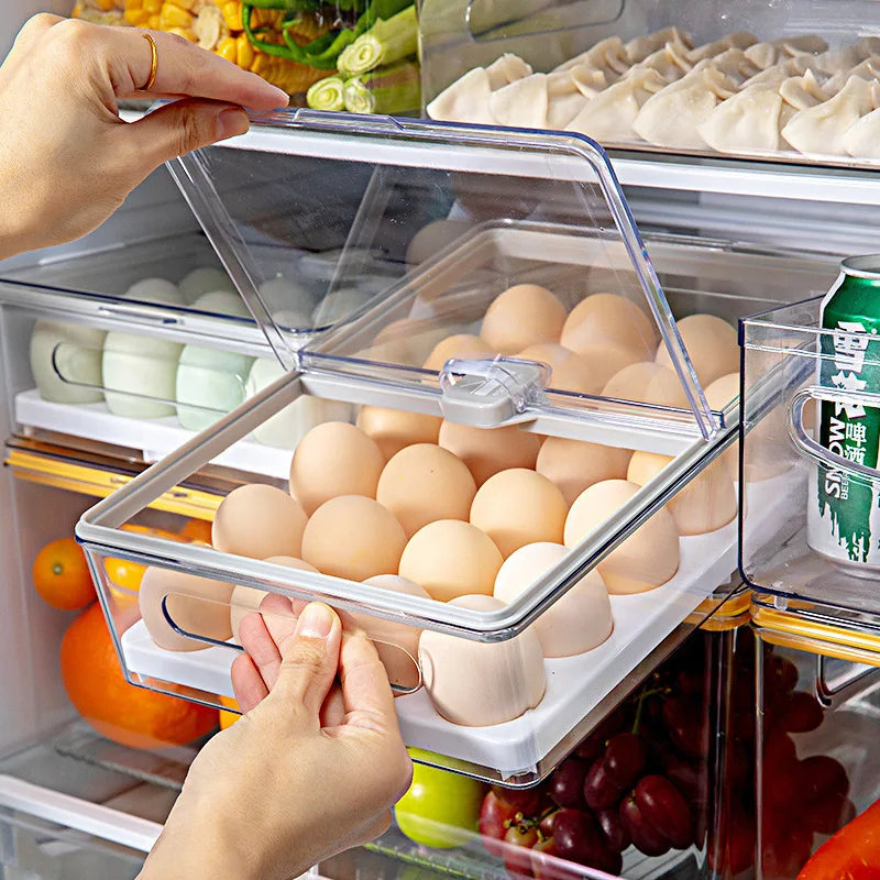 Flip-Top-Egg-Storage-Box-Fresh-Box-Refrigerator-Egg-Drawer-Shelf-Tray ...