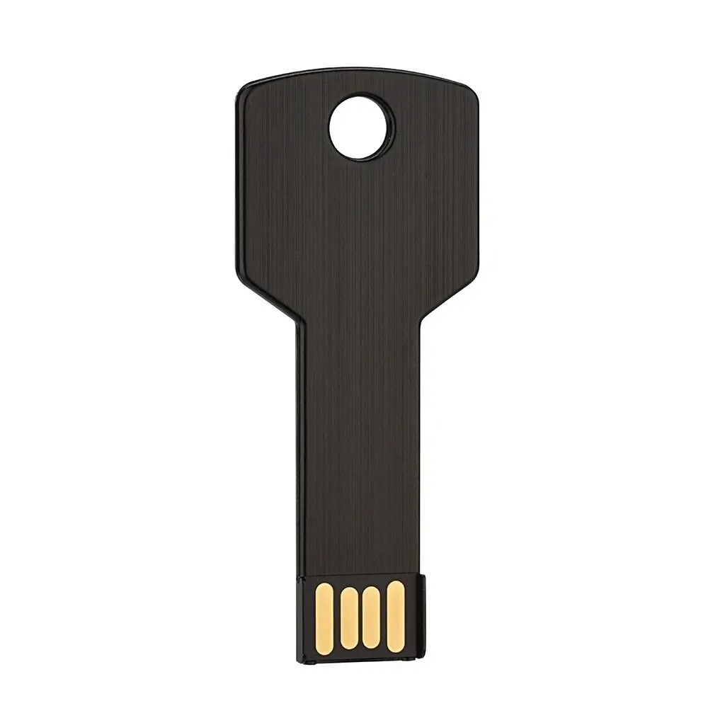 Metal Key Shape USB Flash Drive 64GB Black Pen Drives Silver Stick Real ...