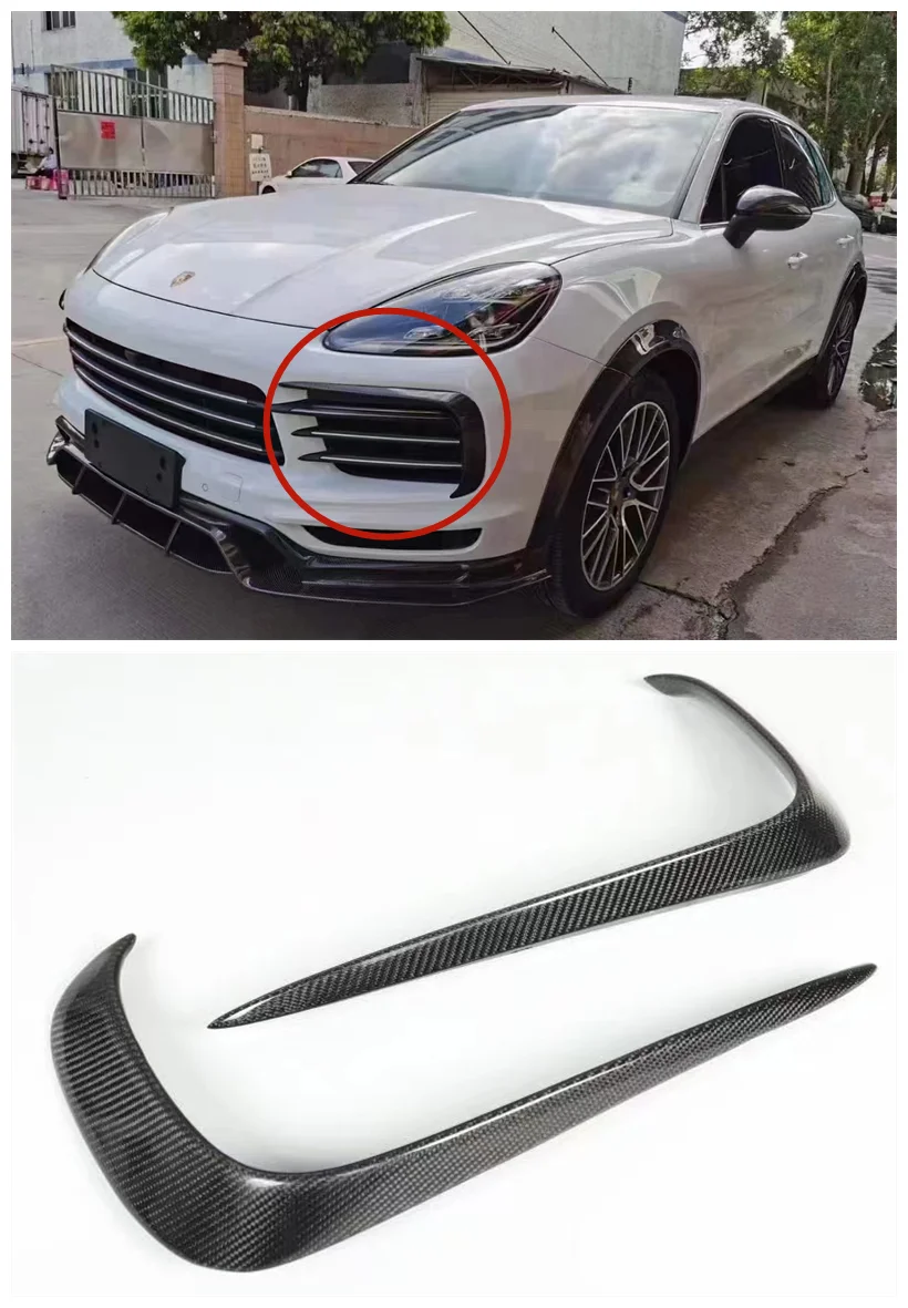 Carbon Fiber Front Bumper Candards Fog Grill Cover Trims Bumper Fins ...
