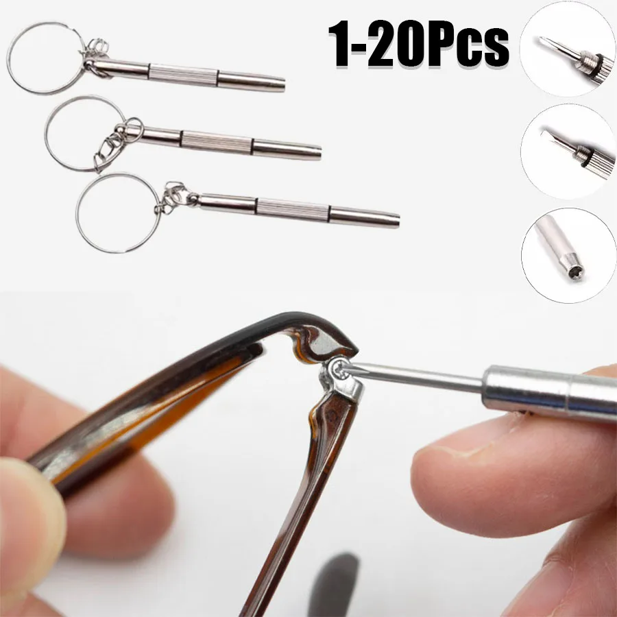 5-20Pcs-3-In-1-Steel-Glasses-Screwdriver-Kit-with-Keychain-Portable ...
