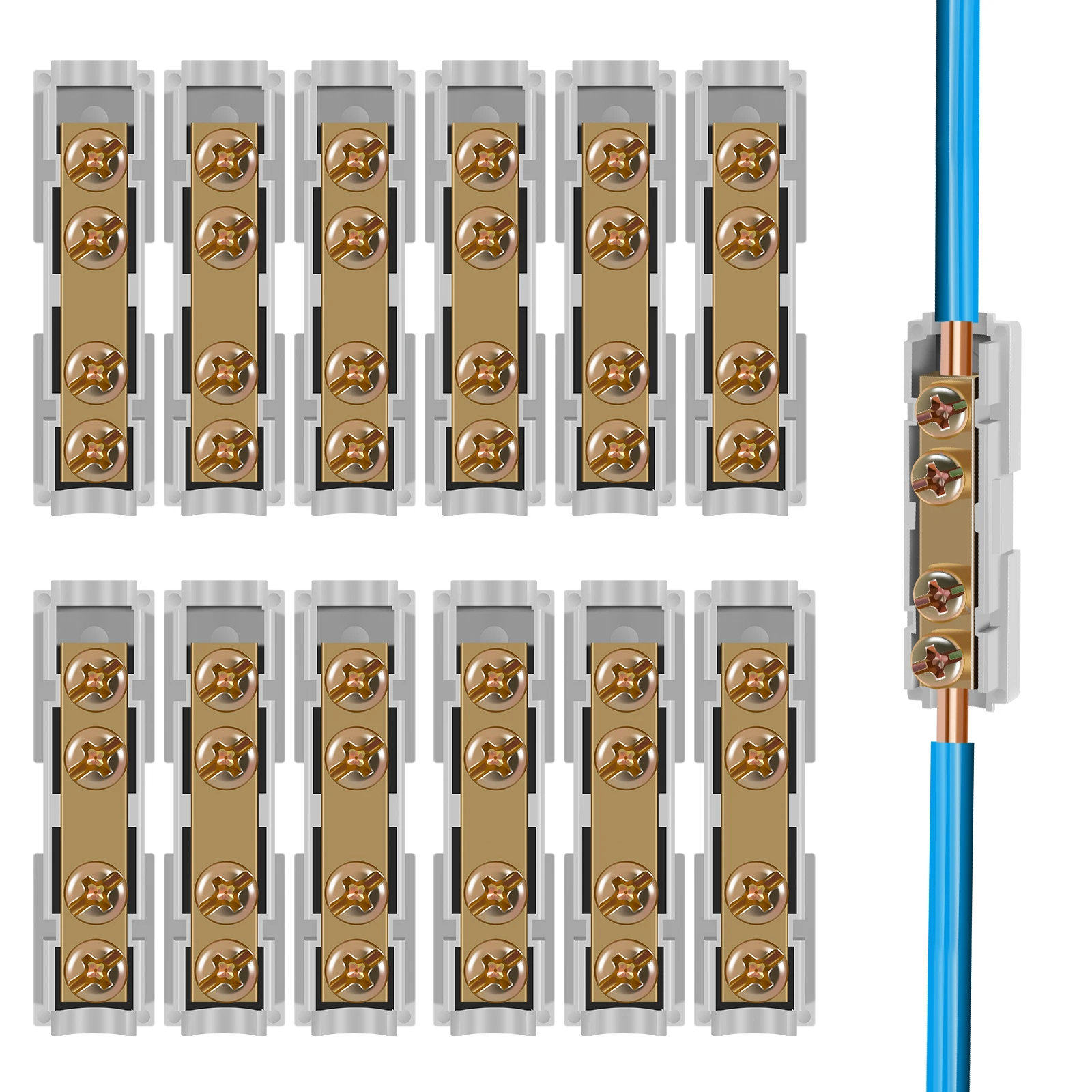 12Pcs-Gauge-Wire-Connector-Nut-Kit-6-AWG-10-AWG-Brass-Wiring-Connection ...