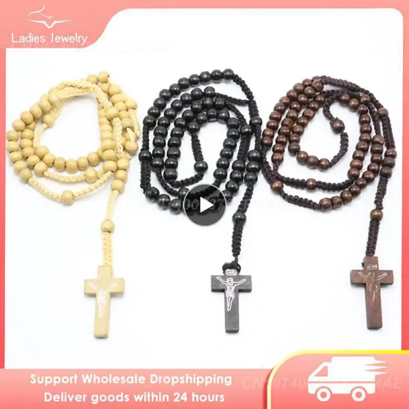 Hot-Fashion-Women-Men-Catholic-Christ-Religious-Jewelry-Wooden-8mm ...
