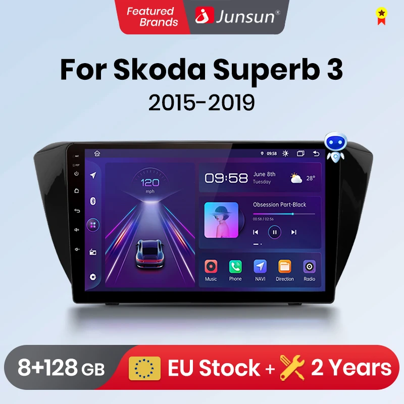 Junsun V1pro CarPlay Player Multimídia Rádio Do Carro Para Skoda Superb ...