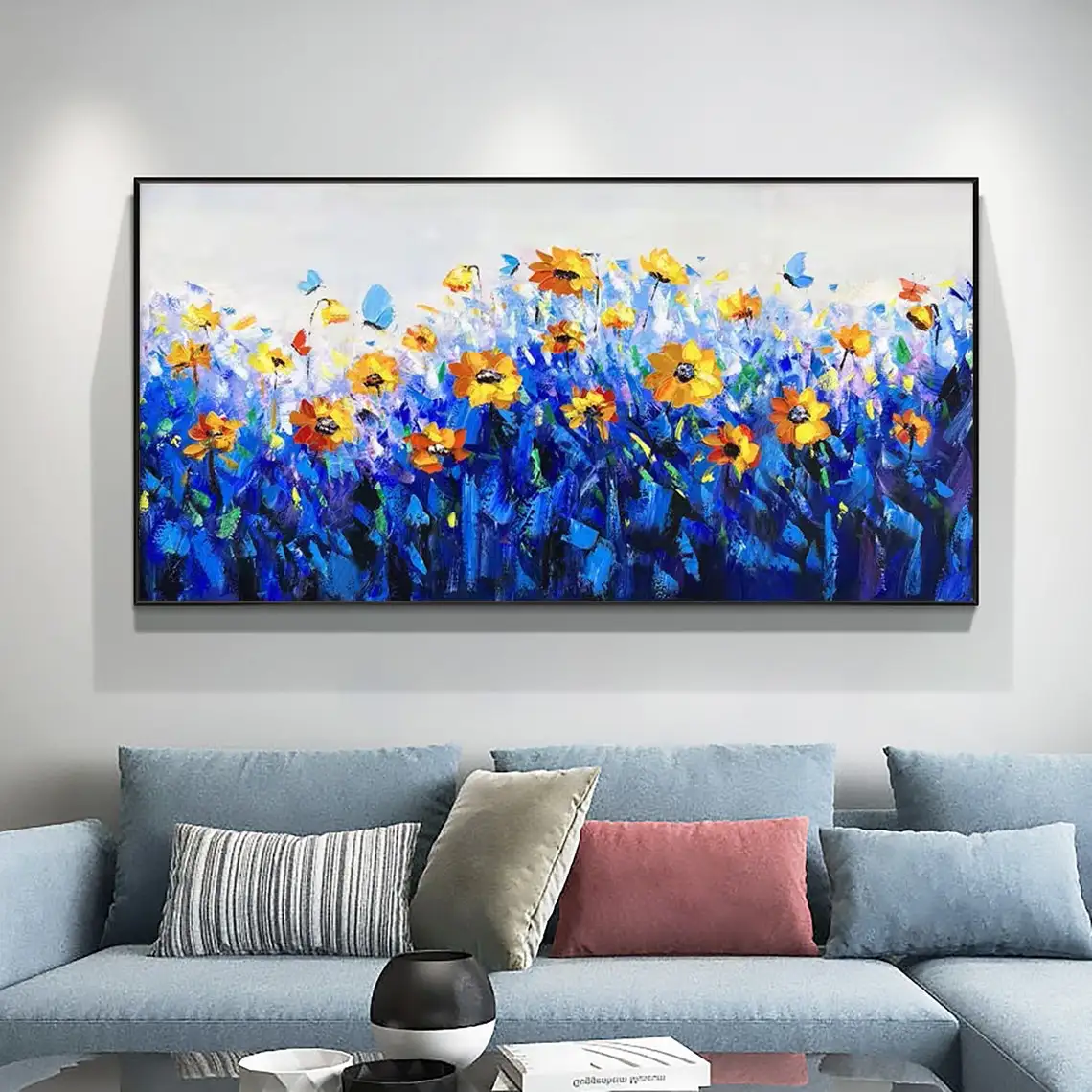 Abstract-Flower-Landscape-Hand-Painted-Oil-Painting-on-Canvas-Blooming ...