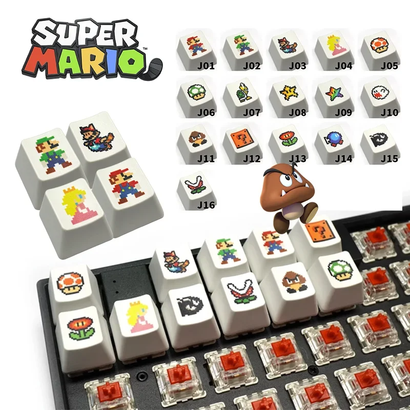 Super-Mario-PBT-Keycap-Anime-Cartoon-Originality-Keyboard-Caps-Mario ...