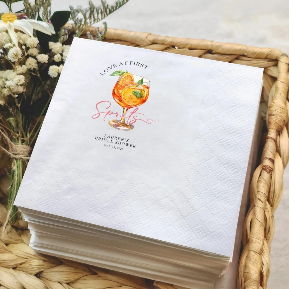 Love at First Spritz Bridal Shower Napkins, Custom Bridal Shower ...