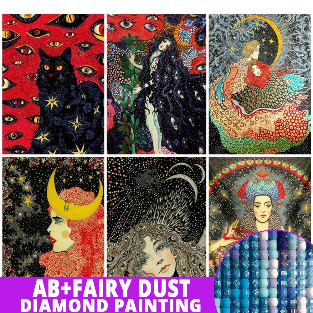 AB-Fairy-Dust-Cat-Coven-Psychedelic-Girl-Diamond-Painting-Art ...