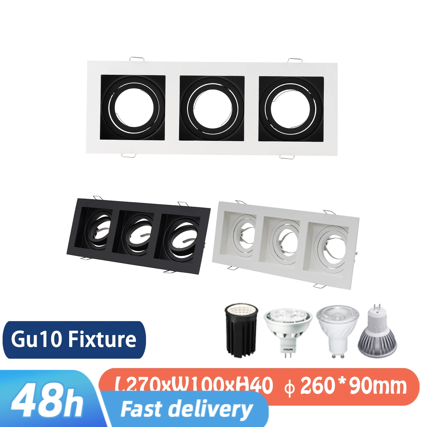 Square White Recessed Led Ceiling Light Spotlight Fixture Gu10 Mr16 ...