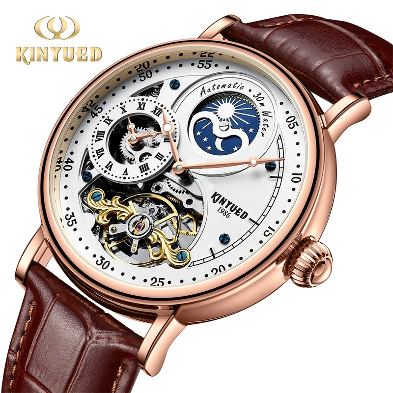Kinyued-Luxury-Men-Automatic-Mechanical-Watch-Two-Time-Zone-Moon-Phase ...