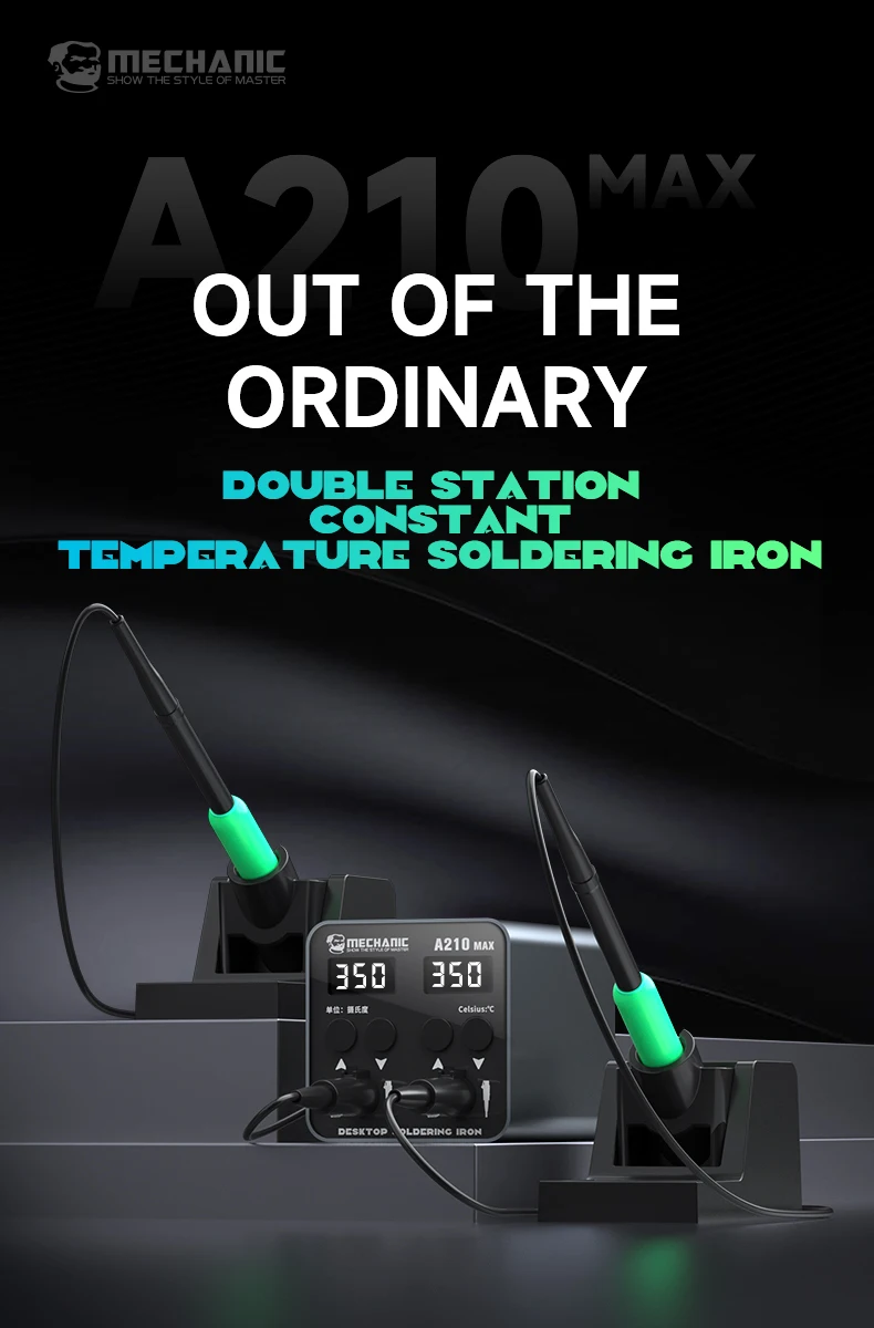 MECHANIC-A210-Max-Dual-Station-Constant-Temperature-Desktop-Soldering ...