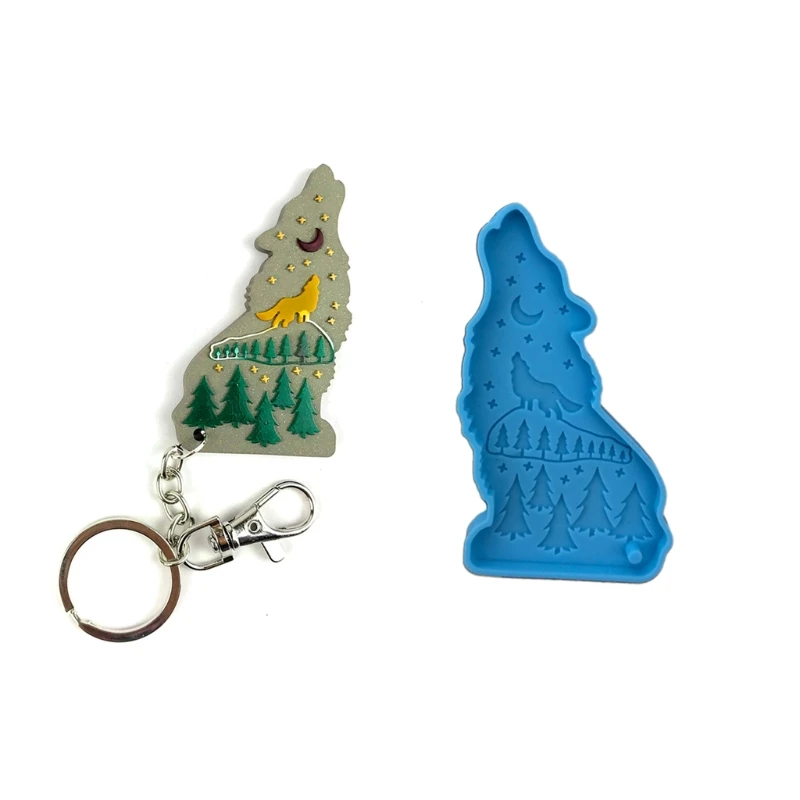 Glossy Wolf Silicone Molds Resin Keychain Mold DIY Polymer Clay Molds ...