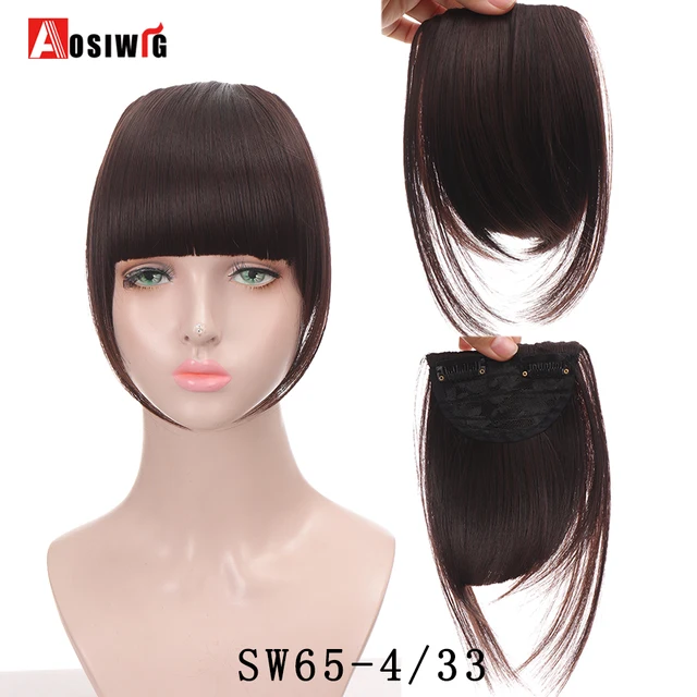 AOSIWIG Synthetic Fringe Micro Volume Bangs Clip In Front Hair Fake ...