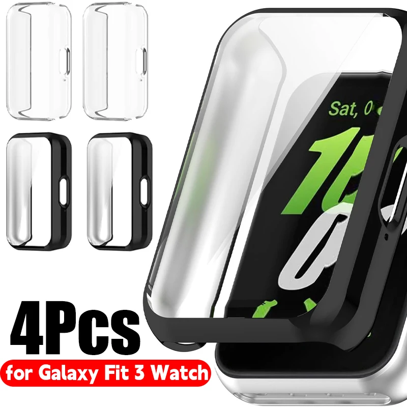 2 in 1 Tempered Glass Case For Samsung Galaxy Fit 3 Smart Watch Full ...