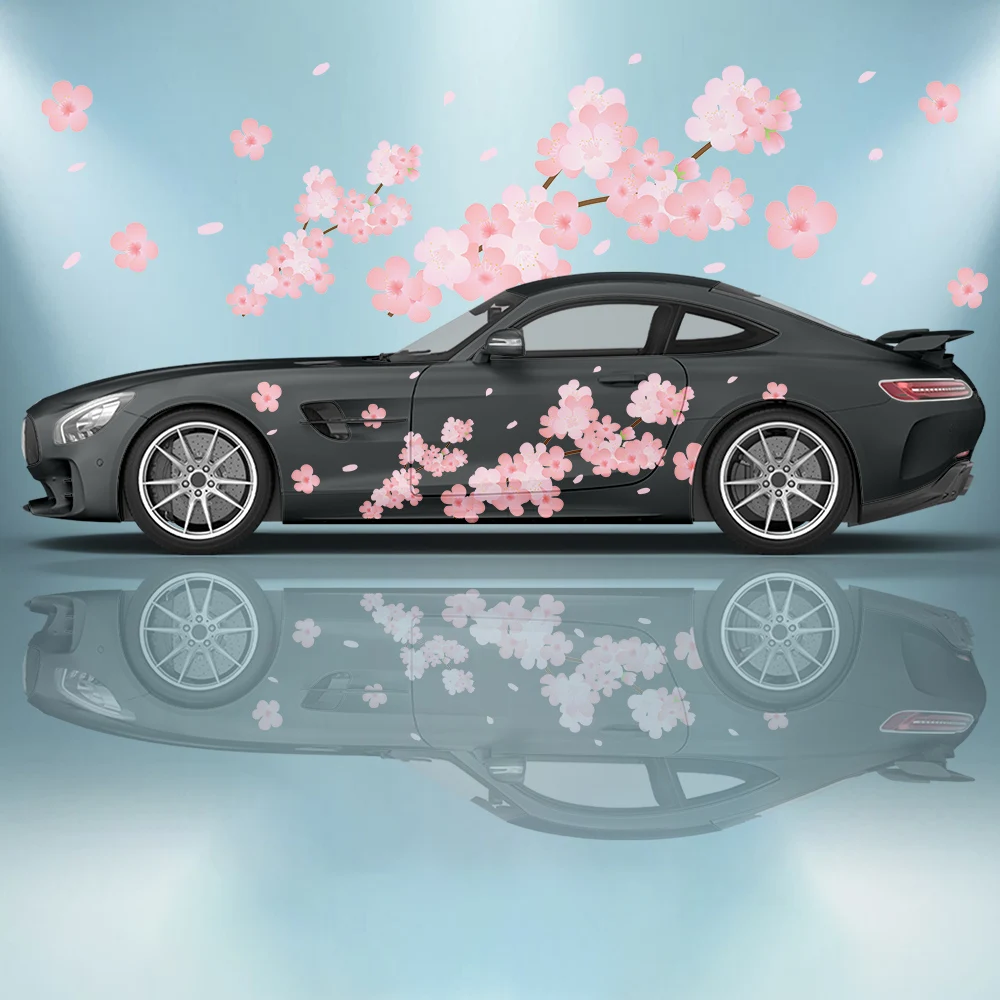 flower-sakura-pink-Car-stickers-side-graphics-car-modification ...