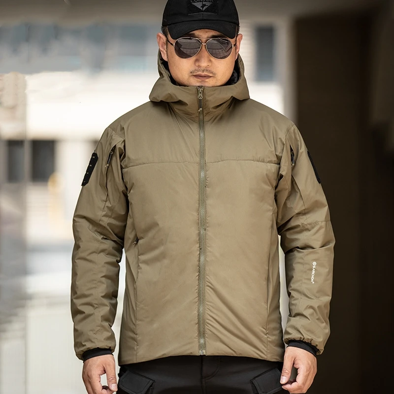 Winter Tactical Cotton Jacket Men Outdoor Hiking Windproof Warm Hooded ...