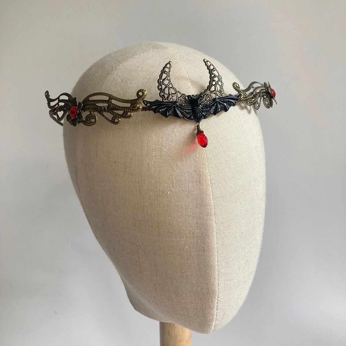 Black red moon crown with wings Vampire crown Gothic headpiece Dark ...