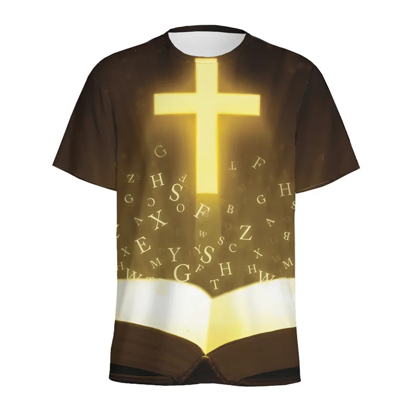 Christian Cross Pattern T Shirt Men Women Holy Bible 3D Print T-Shirts ...