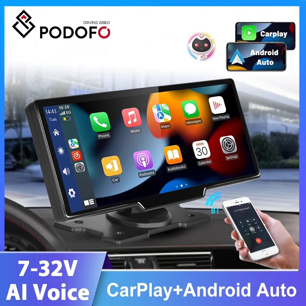 Podofo-9-Car-Rearview-Monitor-Video-Carplay-Wireless-Connection-HD ...