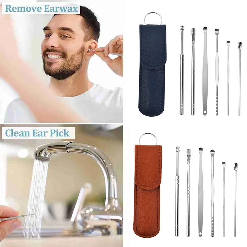 6PCS Ear Cleaner Wax Removal Tool Earpick Sticks Earwax Remover Curette ...