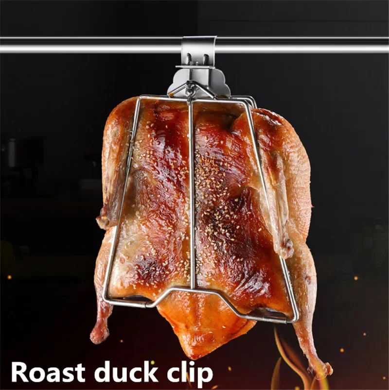 Stainless steel chicken roast duck clip hook board shelf beer oven ...