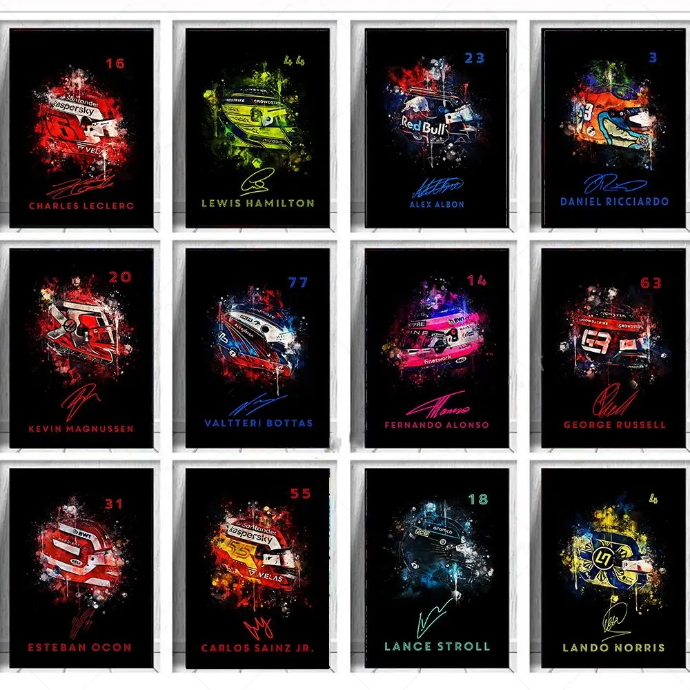 Watercolor 2022 F1 Racer Helmet Poster Formula One Racing Wall Art ...