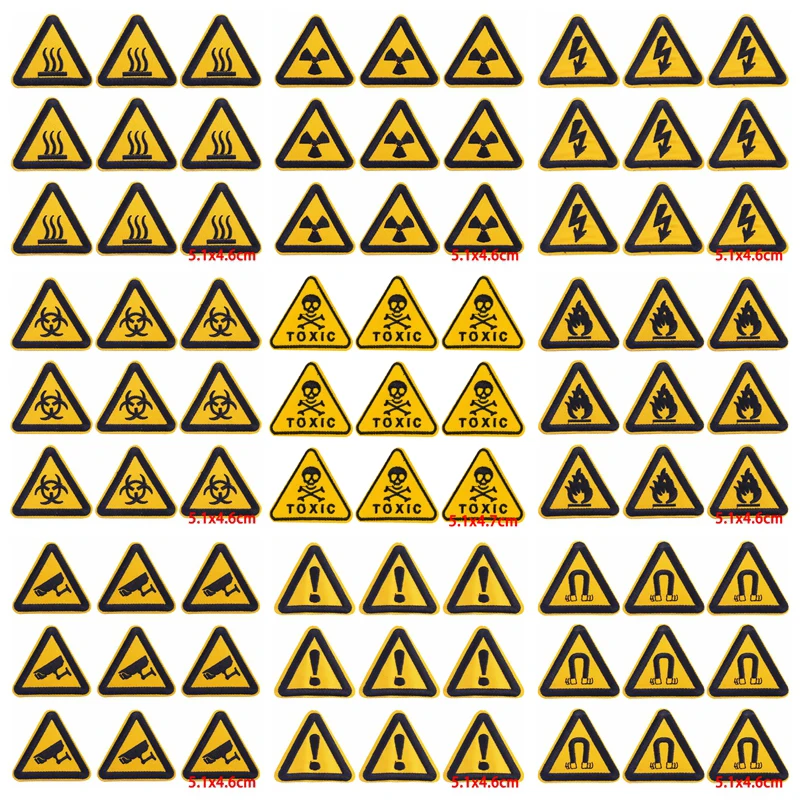 10Pcs/Lot Warning Sign Embroidery Patches For Clothing Danger Patch ...