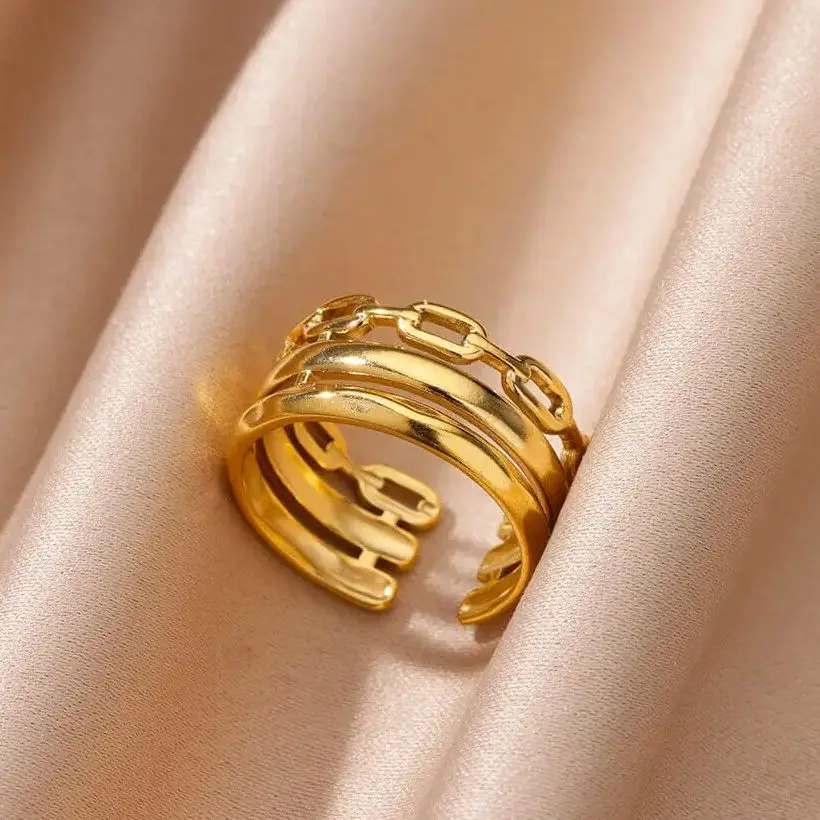Vintage-Multi-layer-Rings-For-Women-Gold-Color-Stainless-Steel-Geometric-Opening-Ring-Wedding ...