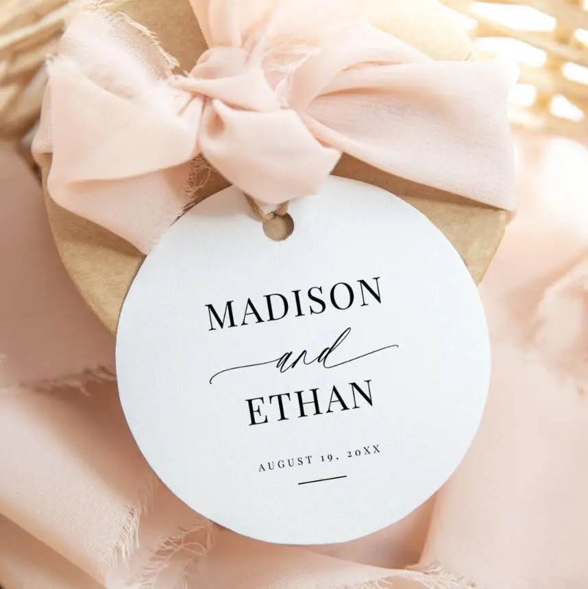 50pcs Round Personalized Tags, Wedding Thank You Tags, Custom Wedding ...
