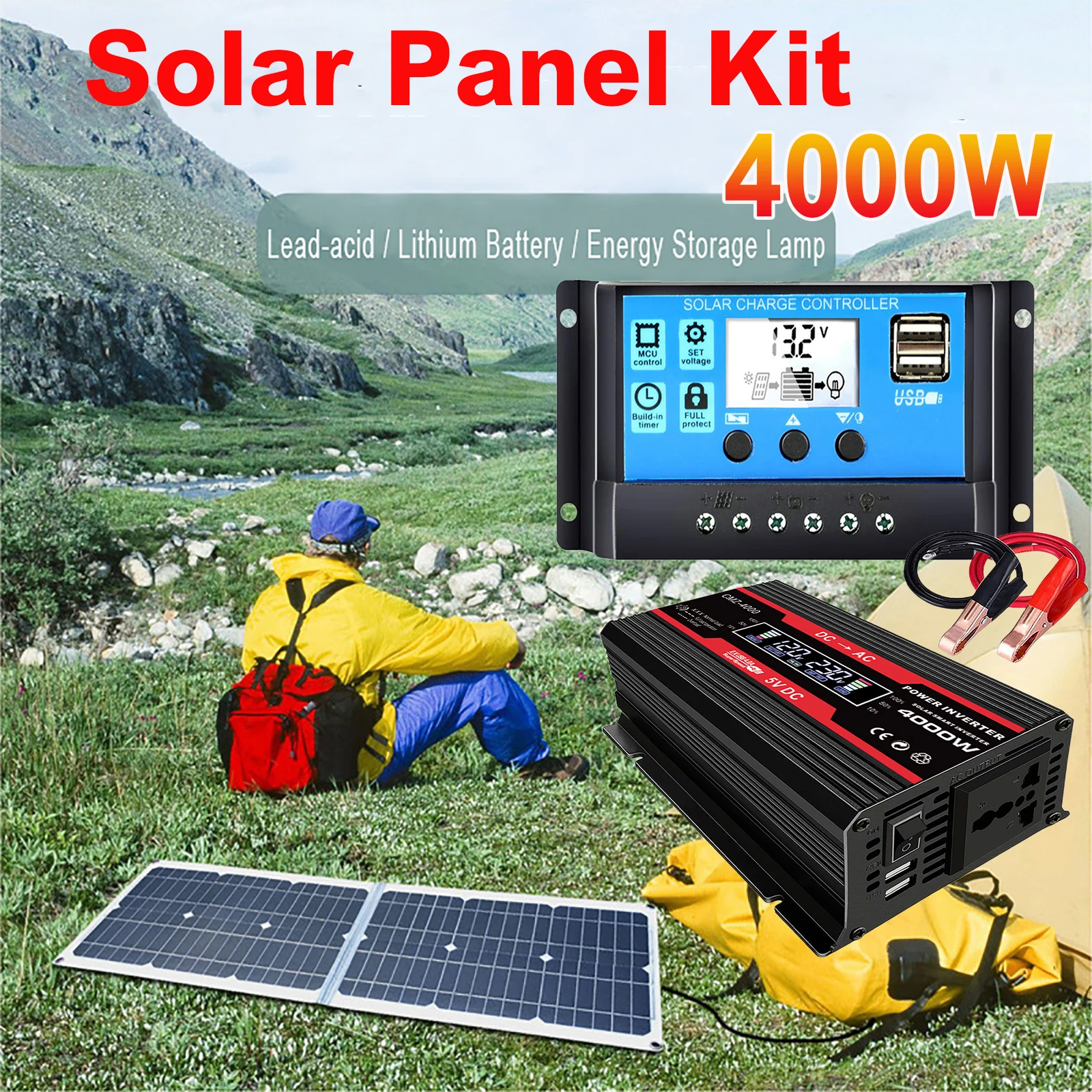 4000W-Solar-Panel-Kit-Complete-Power-System-DC12V-To-110V-220V-Modified ...