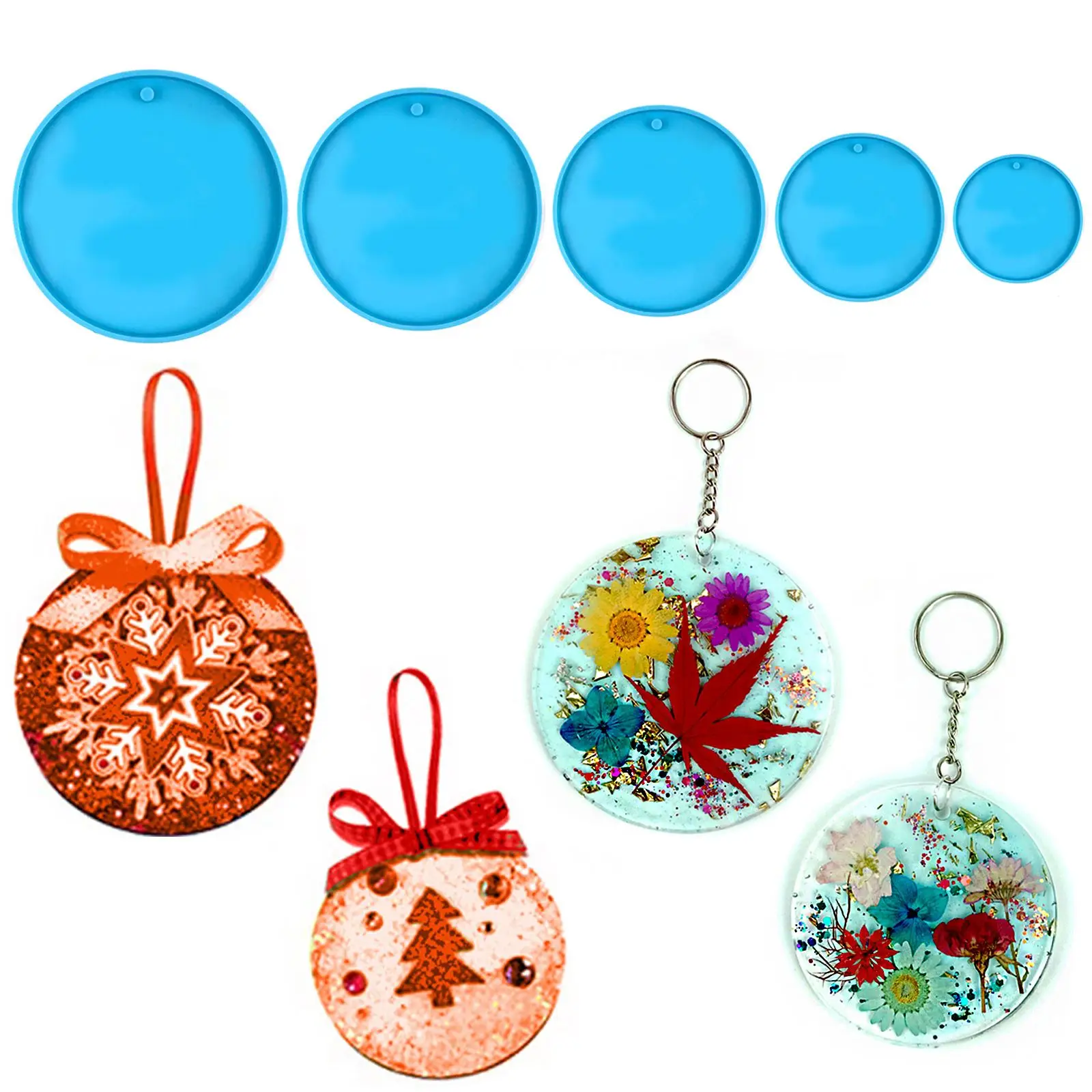 Round-Resin-Silicone-Mold-Keychain-Pendant-Circles-Tiny-Resin-Epoxy ...