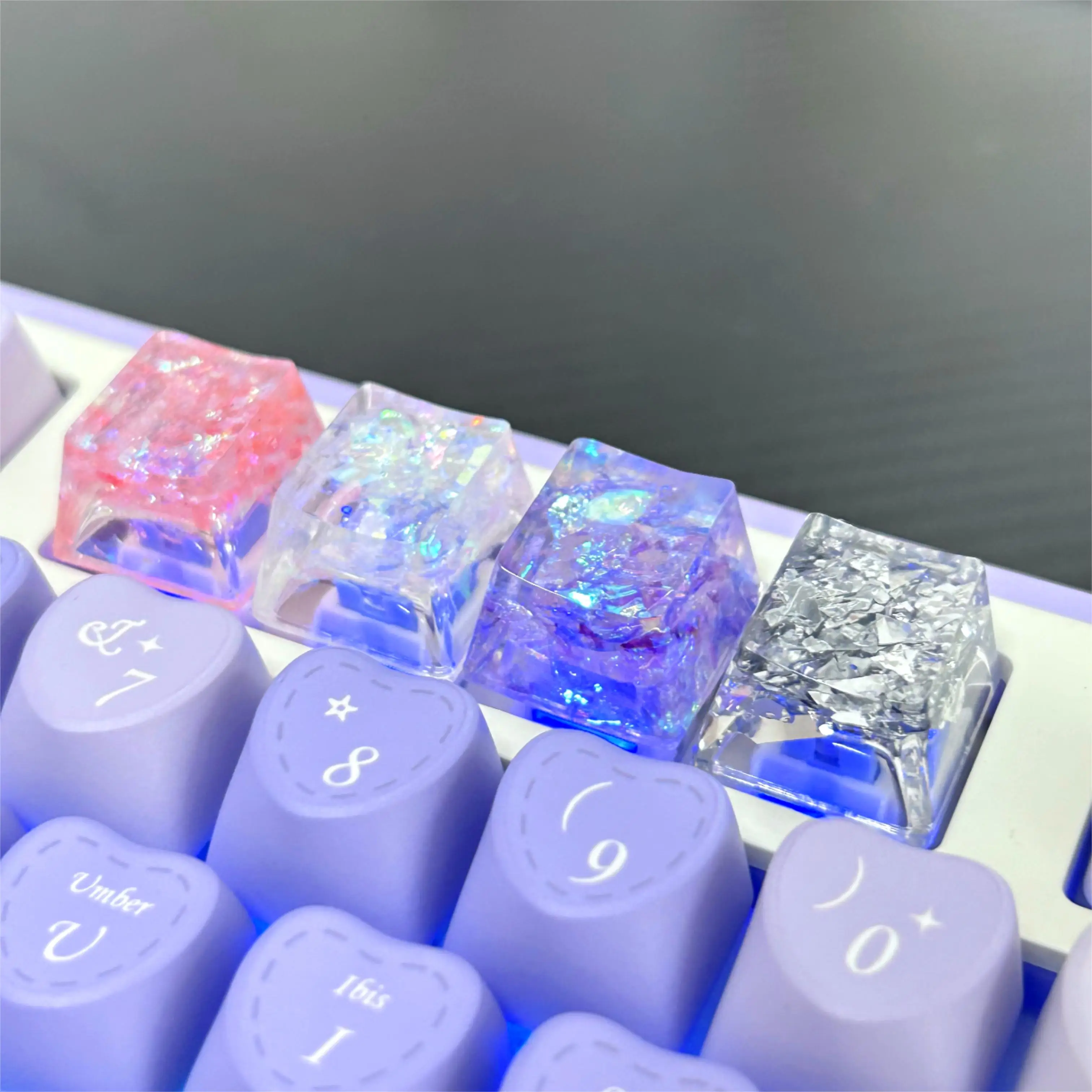 Handmade-Epoxy-Glue-Translucent-Shell-Paper-Keycap-Colorful-Resin ...